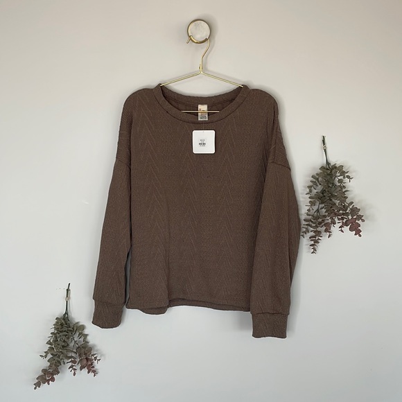 7th Ray | Sweaters | New With Tag 7th Ray Taupe Brown Oversized Cable ...